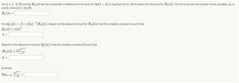 Solved Let X∈−10 And Let Rnx Be The Remainder In