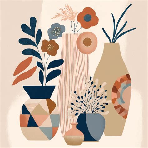 Premium Ai Image There Are Three Vases With Different Flowers In Them