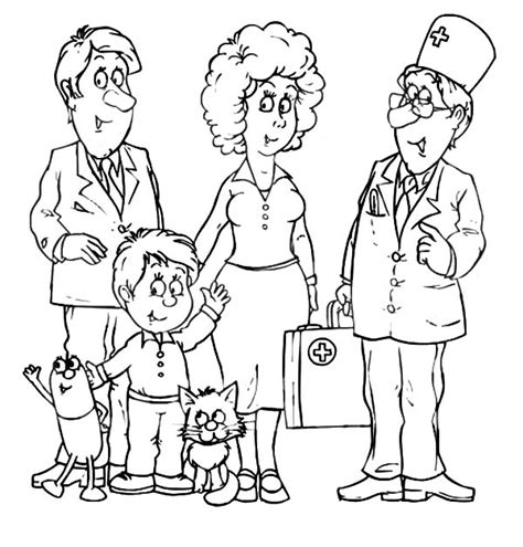 Médico De Familia para colorear imprimir e dibujar ColoringOnly