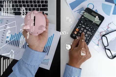 premium photo digital composite image of icons over man calculating