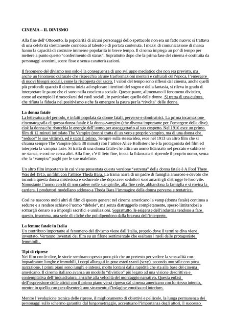 Divismo Cinema Lezione 10 Docsity