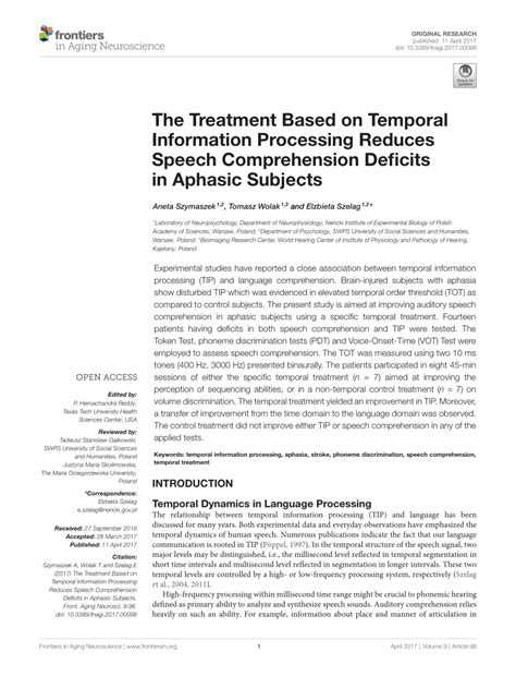 Pdf The Treatment Based On Temporal Information Processing Reduces