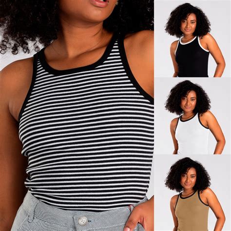 Regata Feminina Friso Contrastante Shopee Brasil