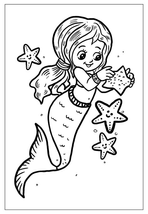 Desenho Para Colorir Da Pequena Sereia