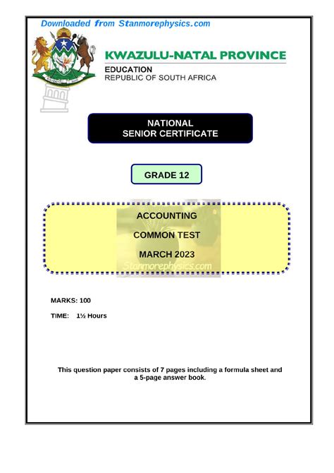 Kzn Accounting Grade 12 March 2023 Qp And Memo Downloaded From