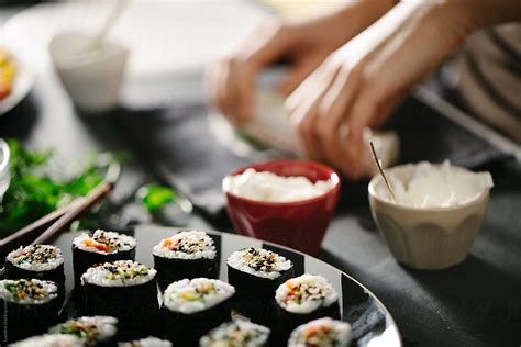 Woman Making Spring Rolls By Stocksy Contributor Lumina Stocksy