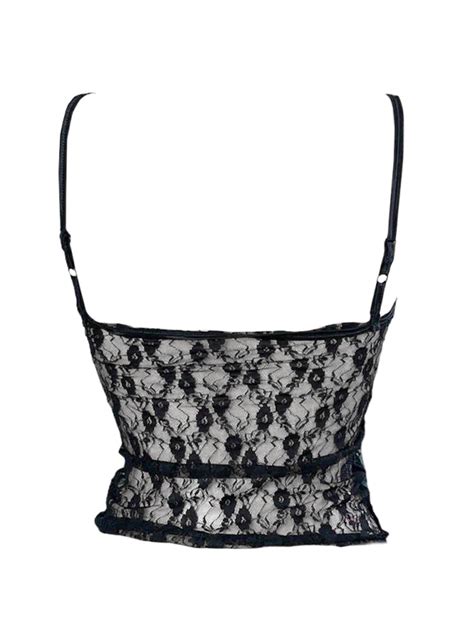 Emmiol Free Shipping 2024 All Over Lace Slim Cami Top Black S In Cami