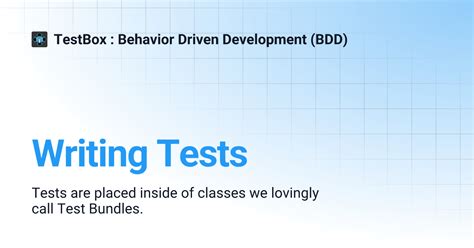 writing tests testbox behavior driven development bdd