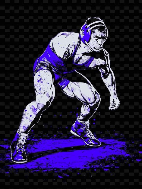 Premium Psd Wrestler In Ready Stance With Wrestling Shoes And