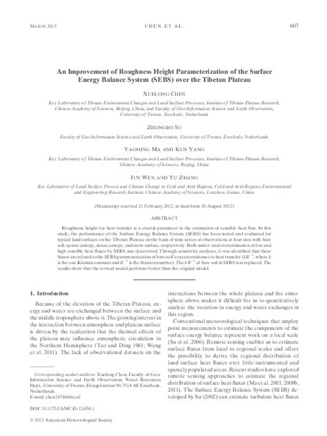 Pdf An Improvement Of Roughness Height Parameterization Of The