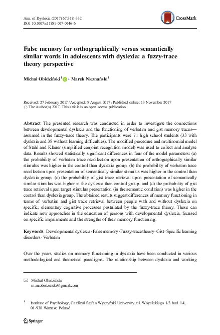pdf false memory for orthographically versus semantically similar
