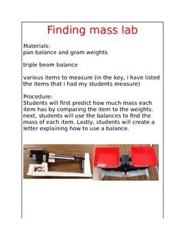 Finding Mass Lab By Chelle S Corner TPT