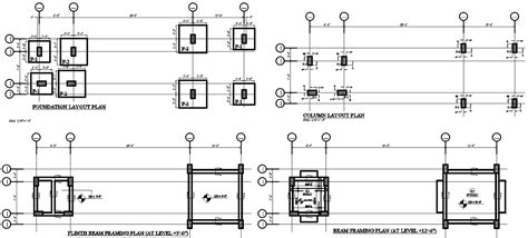 Foundation Column And Beam Framing Layout Details Autocad Dwg Cadbull