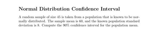 Solved Normal Distribution Confidence Interval A Random