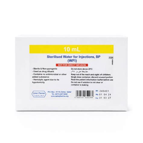 Buy Sterilised Water For Injection Bp 10 Ml Online In Qatar At Lowest