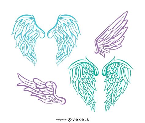 Realistic Angel Wings Illustration Set Vector Download