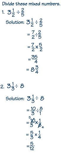 Dividing Mixed Numbers And Fractions Worksheet
