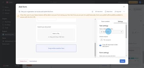 how to create forms in asana