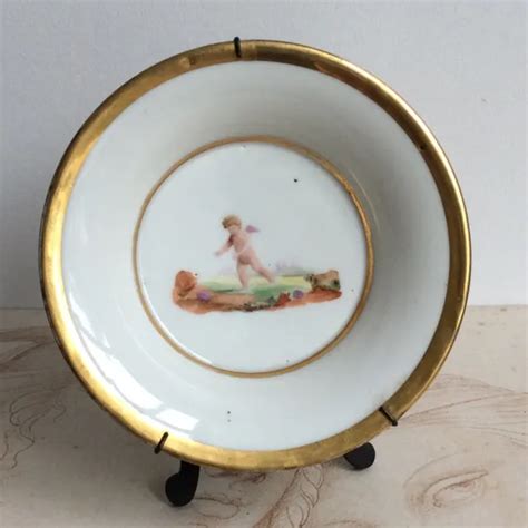 Ancienne Assiette Porcelaine De Paris Décor à Lantique Putto Ange