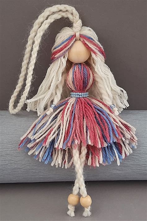 Macrame Doll Small Wall Hanging Ornament Yarn Art Doll Boho