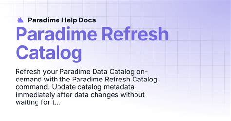 Paradime Refresh Catalog Paradime Help Docs