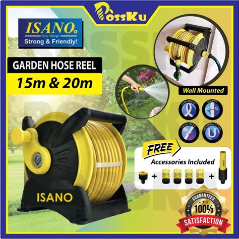 Isano 12 X 15m And 20m Wall Mounted Stackable Hose Reel Roller Set Manual Getah Paip Air
