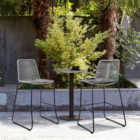 Armen Living Shasta 30 In Outdoor Metal And Grey Rope Stackable