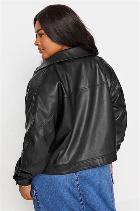 YOURS Plus Size Black Faux Leather Biker Jacket Yours Clothing