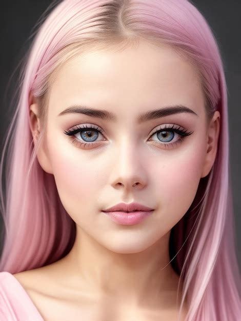 Premium Ai Image Portrait Of A Lovely Young Woman In Pastel Pink Colorsdigital Creative