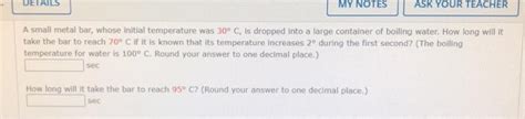Solved Details My Notes Ask Your Teacher A Small Metal Bar
