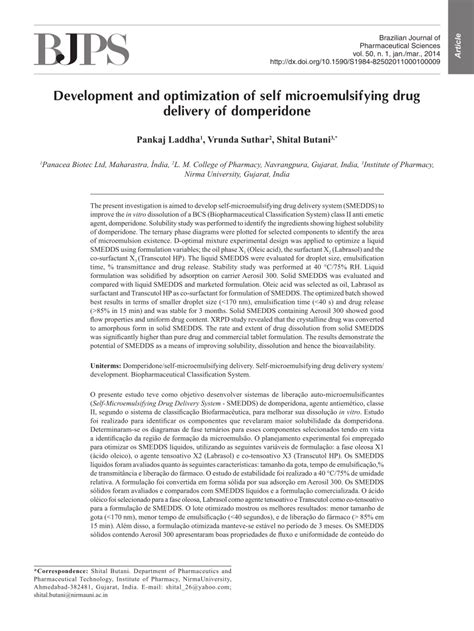 Pdf Development And Optimization Of Self Microemulsifying Drug Delivery Of Domperidone