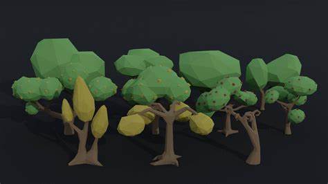 Cartoon Trees Polygonal Style 3d Model By Tykryk