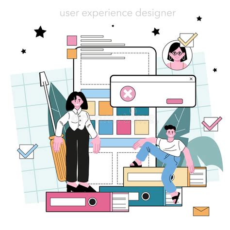 Ux And Ui Designer App Or Website Interface Development Stock Vector