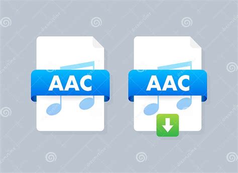 Aac Audio File Icons Showing Downloading And Playing Music Stock Vector