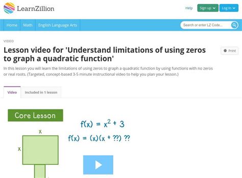 Learn Zillion Video Understand Limitations Of Using Zeros To Graph A