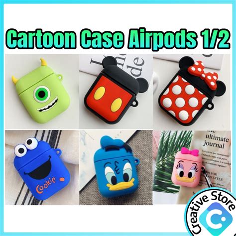 Cartoon Earphone Case For Airpods Soft Silicone Case With Bucket Earphones Cases Cover