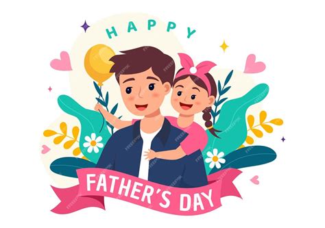 Premium Vector Happy Fathers Day Vector Illustration With Father And