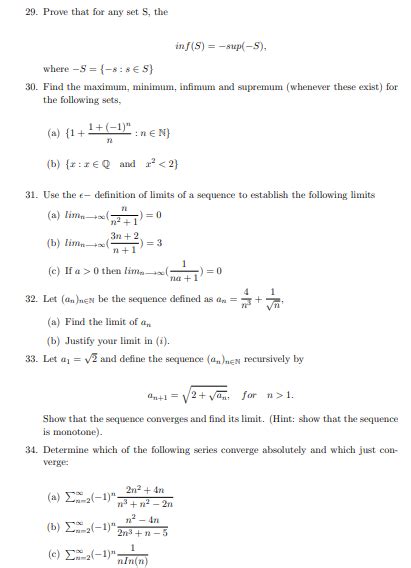 Solved Prove That For Any Set S The Inf S Sup S Chegg