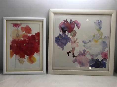 いわさきちひろ 複製画 印刷 額装2点 約43×43cm 約275×375cm 額に痛みあり