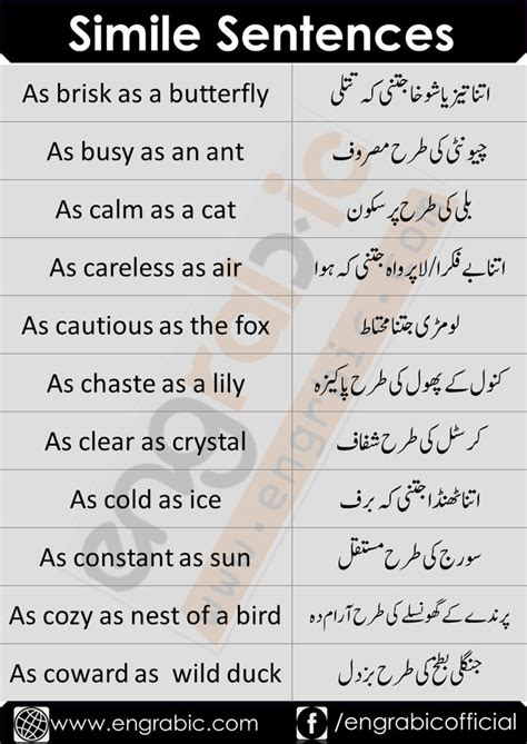10 Sentences Of Simile English Phrases Sentences English Vocabulary