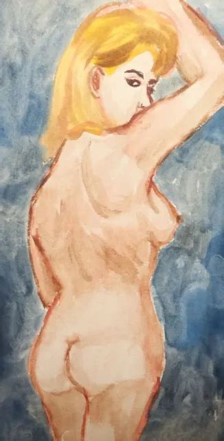 EXPRESSIONIST WATERCOLOR PAINTING Nude Woman Portrait 77 54 PicClick UK