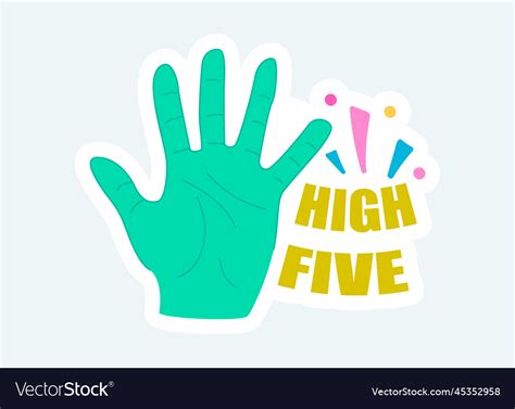 High Five Text And Hand With Open Palm And Spread Vector Image