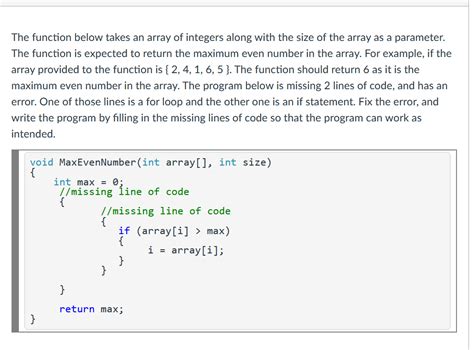 Solved The Function Below Takes An Array Of Integers Along Chegg