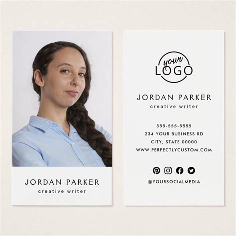 Vertical Custom Photo And Logo Business Cards Photo Business Cards