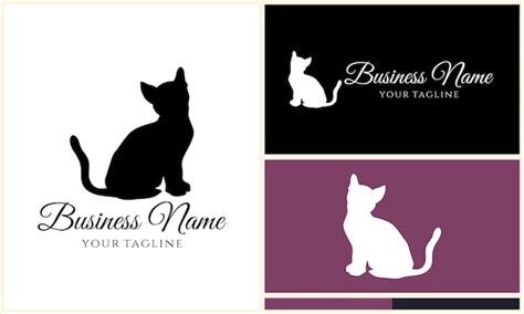 Plantilla De Logotipo Del Vector De Silueta De Gato Vector Premium