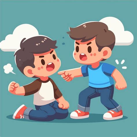 Ilustración de un niño que es intimidado por su amigo Vector Premium