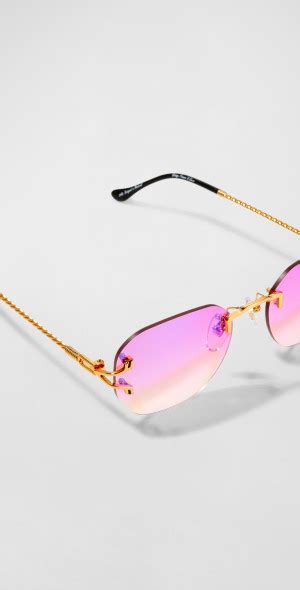 Vintage Frames Company Mens V Décor Drill Mount Rimless Oval Sunglasses