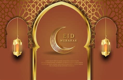 Plantilla De Saludo De Eid Mubarak Vector Premium