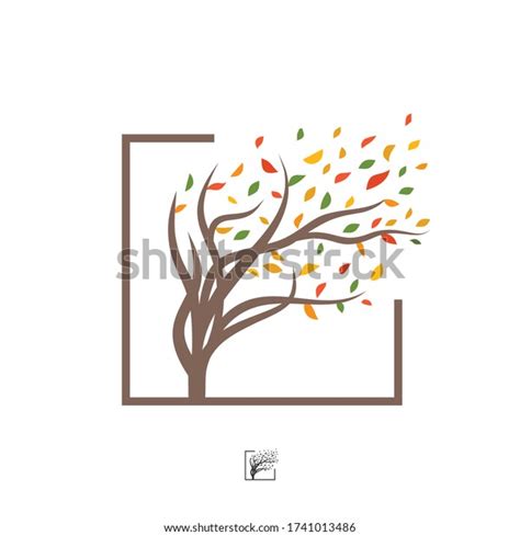 Wind Blowing Tree Leaves Falls Tree Stock Vector Royalty Free 1741013486 Shutterstock