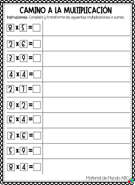 Hojas De Trabajo De Multiplicación Inicial Para Imprimir